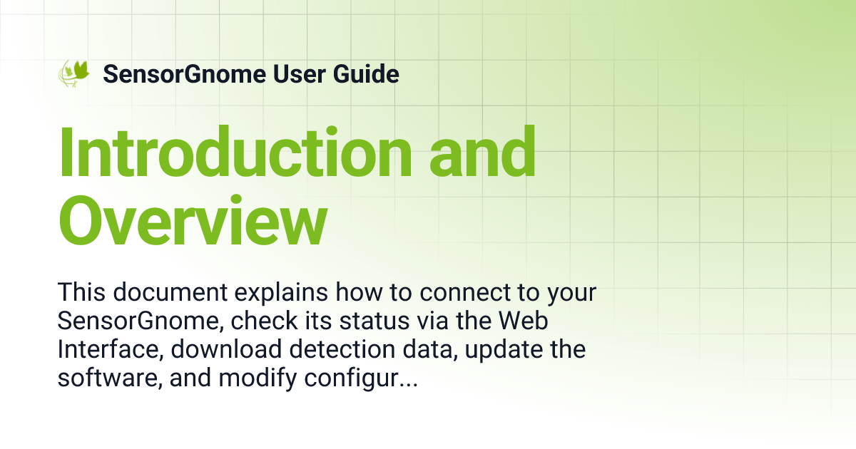 Introduction and Overview | SensorGnome User Guide