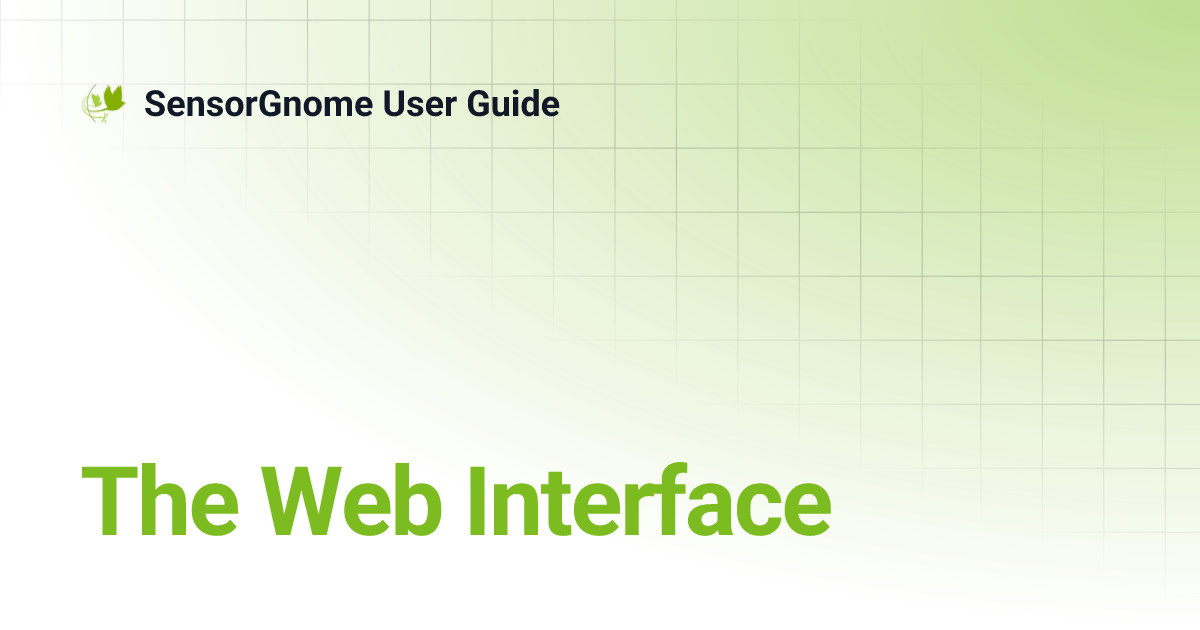 The Web Interface | SensorGnome User Guide
