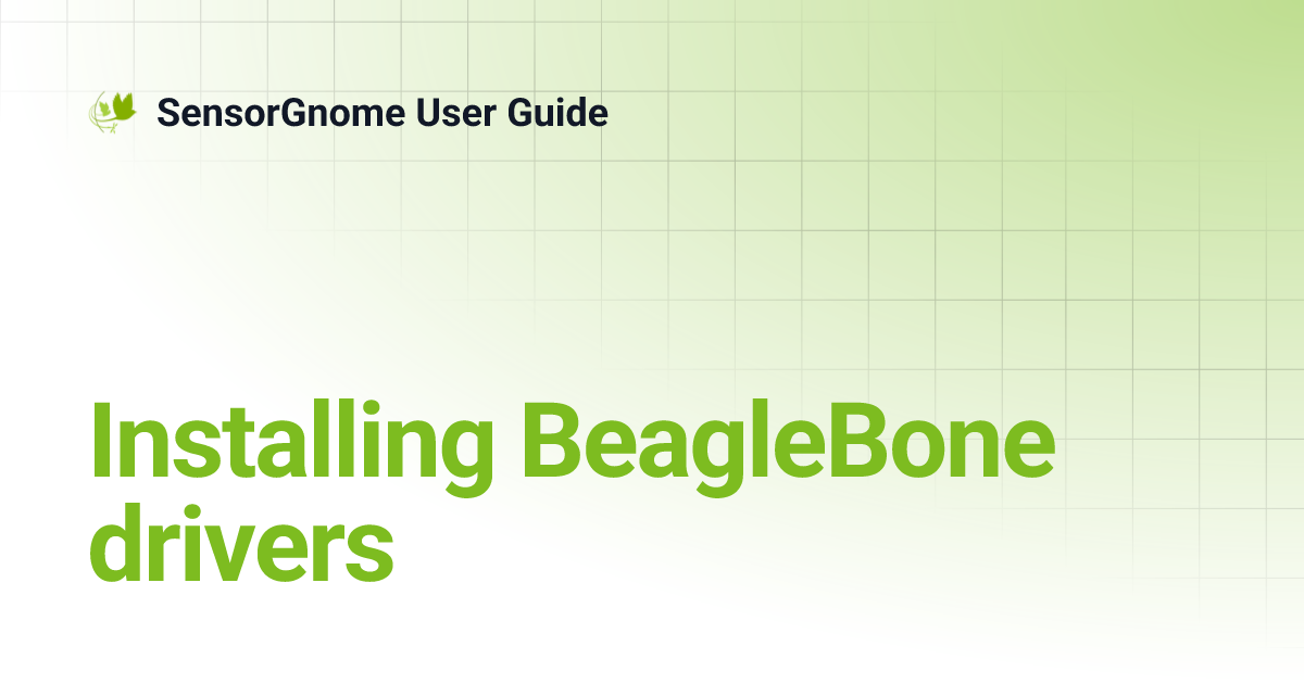 Installing BeagleBone drivers | SensorGnome V1 (Legacy) | SensorGnome User Guide