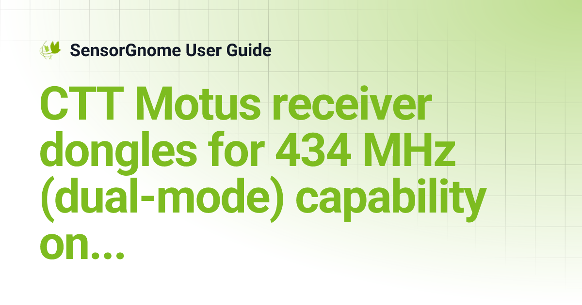 CTT Motus receiver dongles for 434 MHz (dual-mode) capability on SensorGnome | SensorGnome User ...