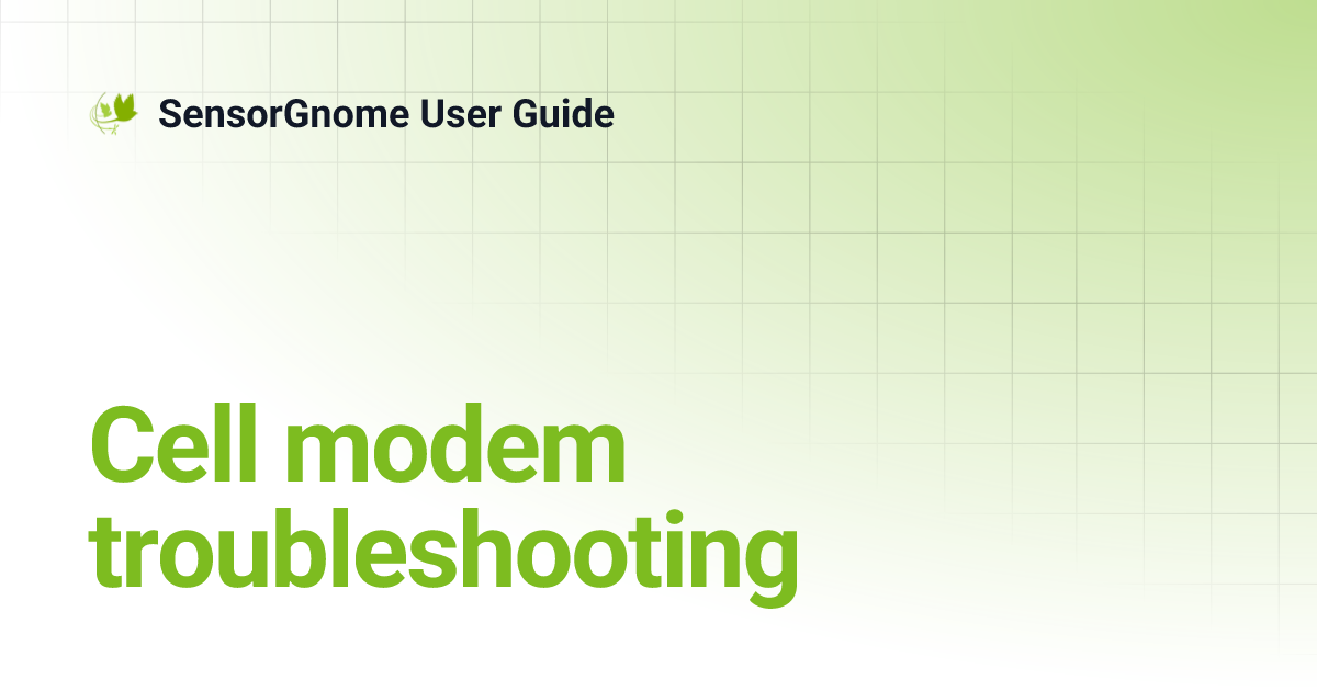 Cell modem troubleshooting | SensorGnome User Guides
