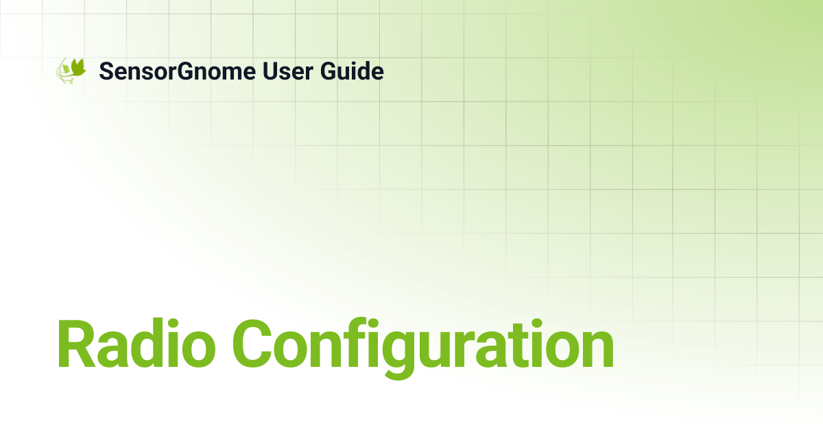Radio Configuration | SensorGnome User Guide