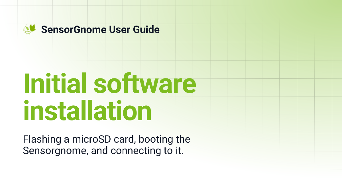 Initial software installation | SensorGnome User Guide